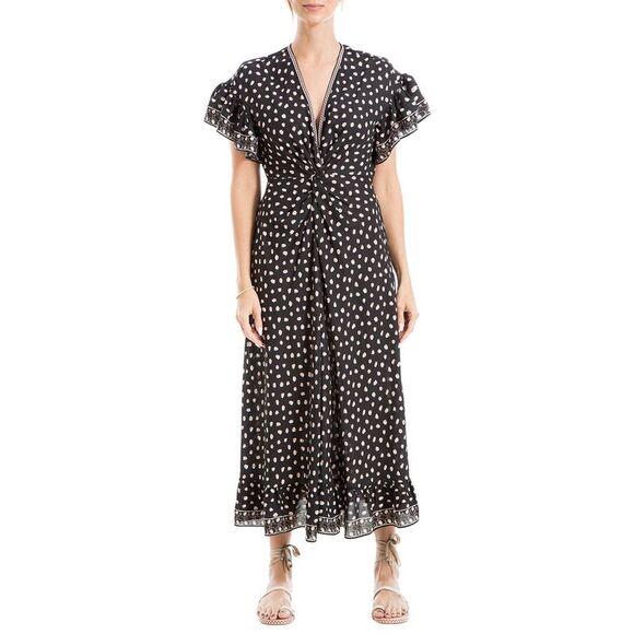 Max Studio | Dresses | Max Studio Flutter Sleeve Vneck Front Twist Midi ...